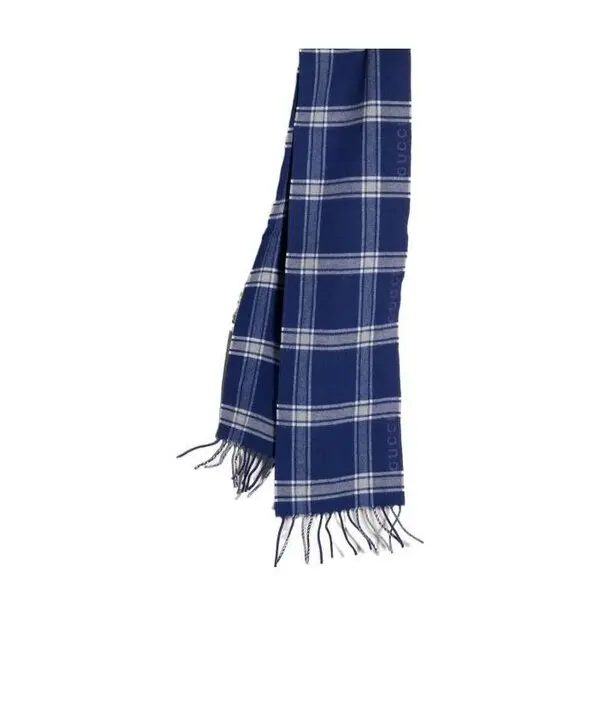 Gucci Tartan Scarf - Blue