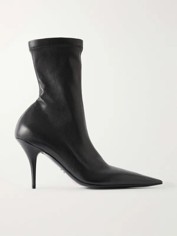 Balenciaga Avenue Bootie 90 Leather Ankle Boots