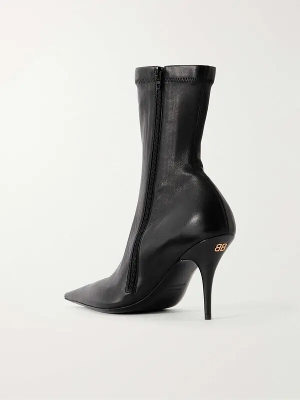 Balenciaga Avenue Bootie 90 Leather Ankle Boots