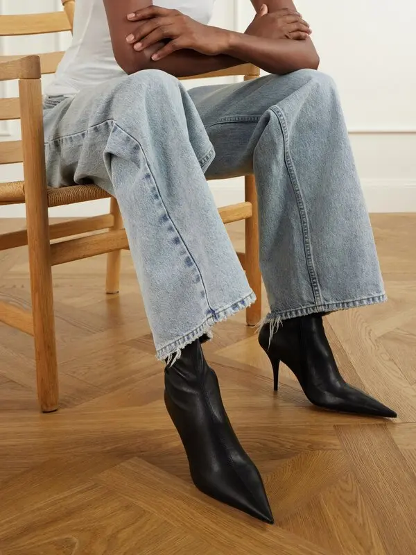 Balenciaga Avenue Bootie 90 Leather Ankle Boots