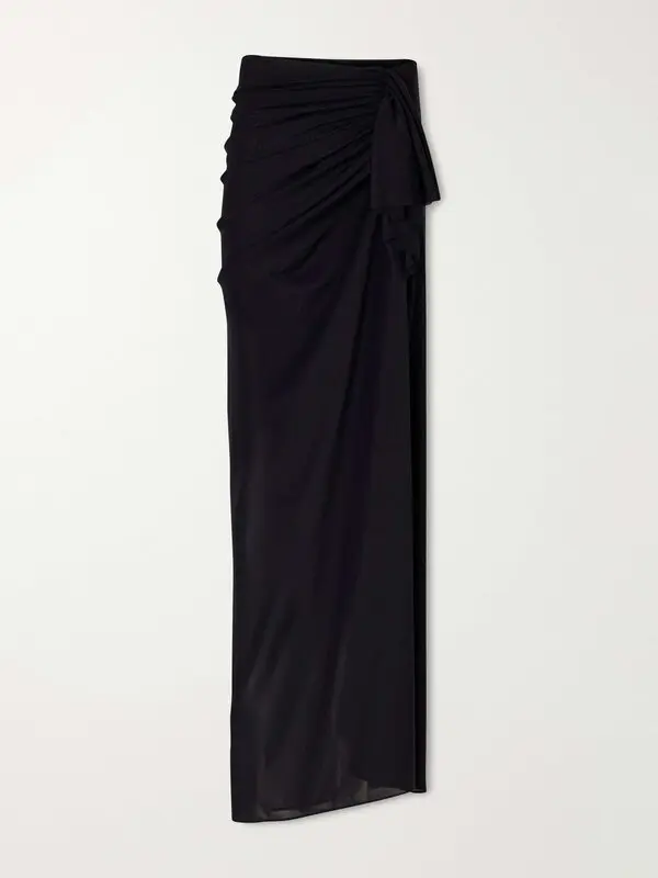 Alex Perry Tie-detailed Gathered Jersey Maxi Skirt