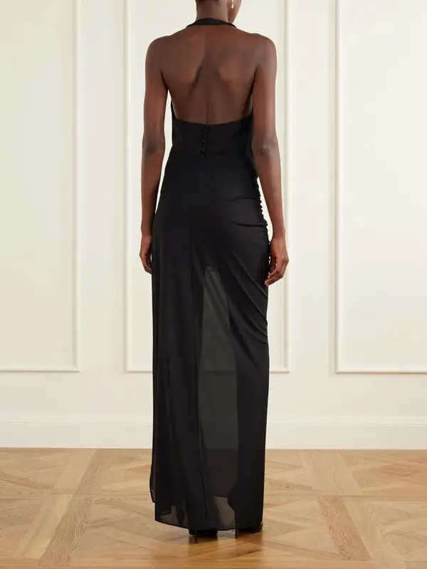 Alex Perry Tie-detailed Gathered Jersey Maxi Skirt