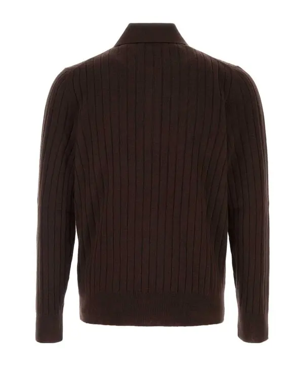 Amiri Ribbed-knit Long-sleeve Polo Shirt
