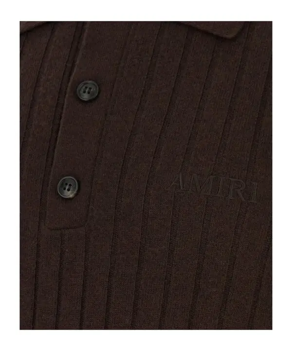Amiri Ribbed-knit Long-sleeve Polo Shirt