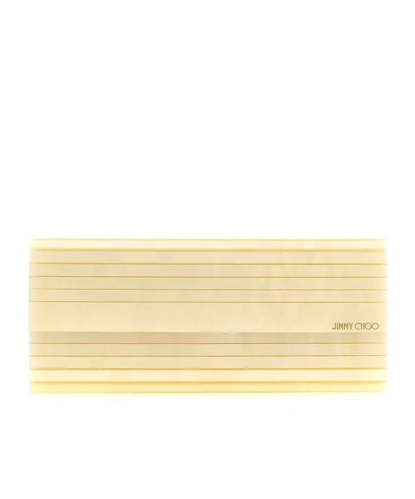 JIMMY CHOO Striped Mother-of-pearl Clutch With -tone Chain - Gold