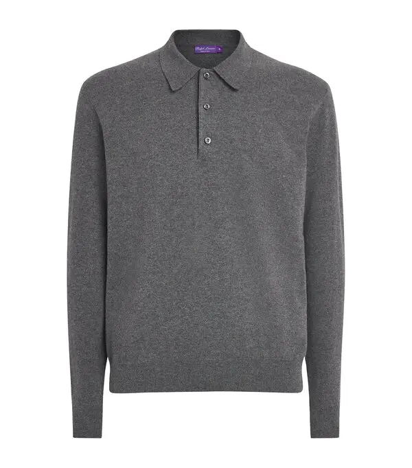 Ralph Lauren Purple Label Cashmere Polo Sweater - Grey