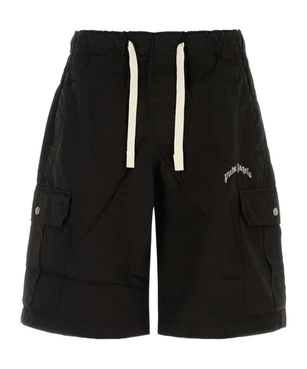 Palm Angels Cargo Drawstring Shorts - Black