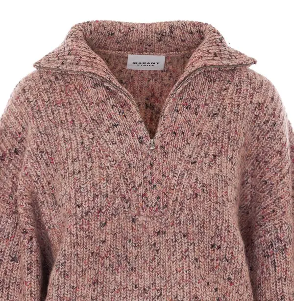 Isabel Marant Étoile Speckled Blend Half-zip Turtleneck Sweater - Pink