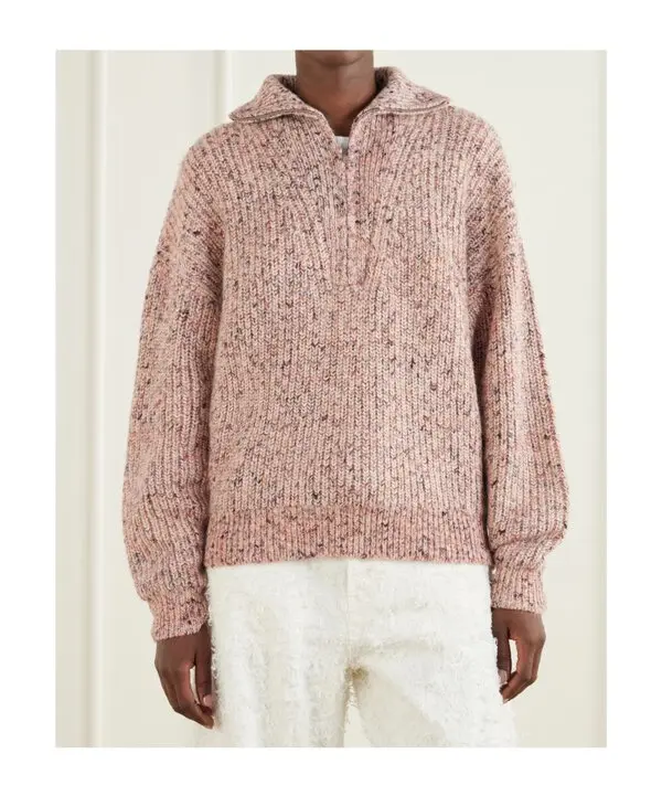 Isabel Marant Étoile Speckled Blend Half-zip Turtleneck Sweater - Pink