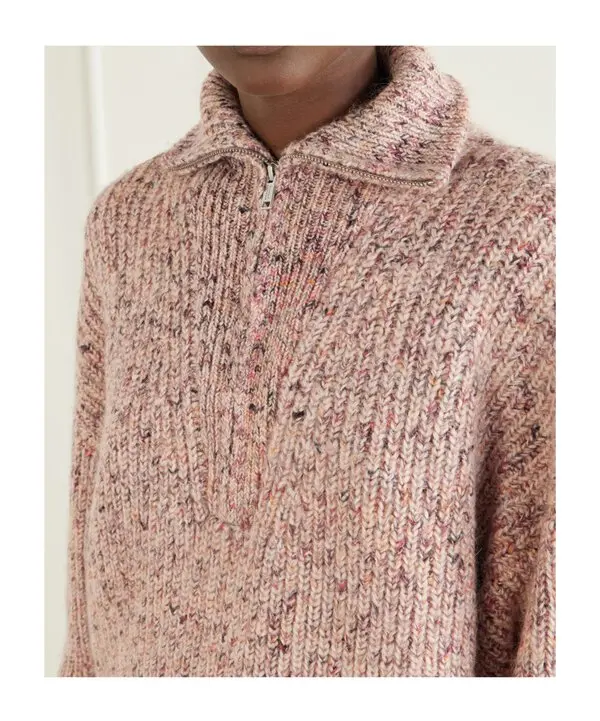Isabel Marant Étoile Speckled Blend Half-zip Turtleneck Sweater - Pink