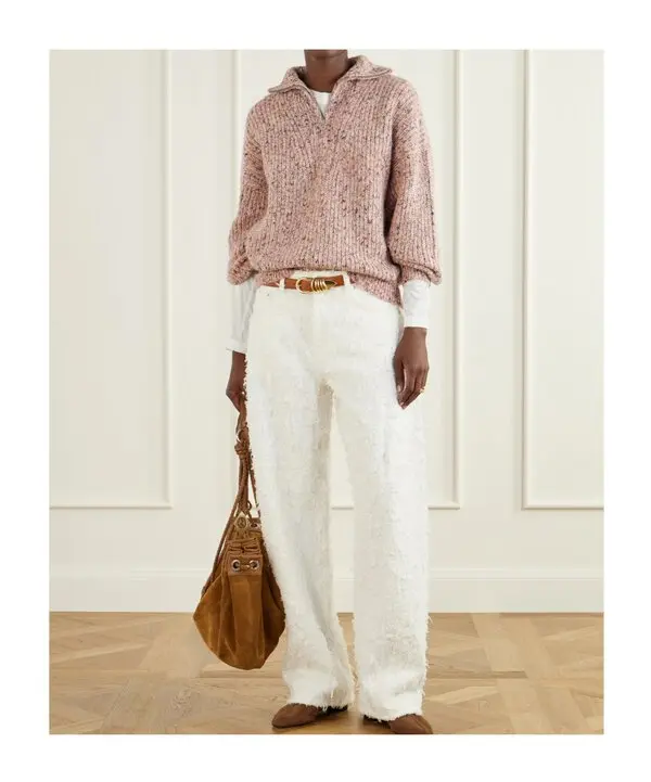 Isabel Marant Étoile Speckled Blend Half-zip Turtleneck Sweater - Pink