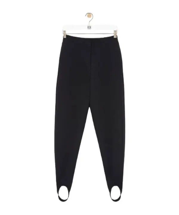Loewe Stirrup Trousers In Stretch Wool Blend - Black