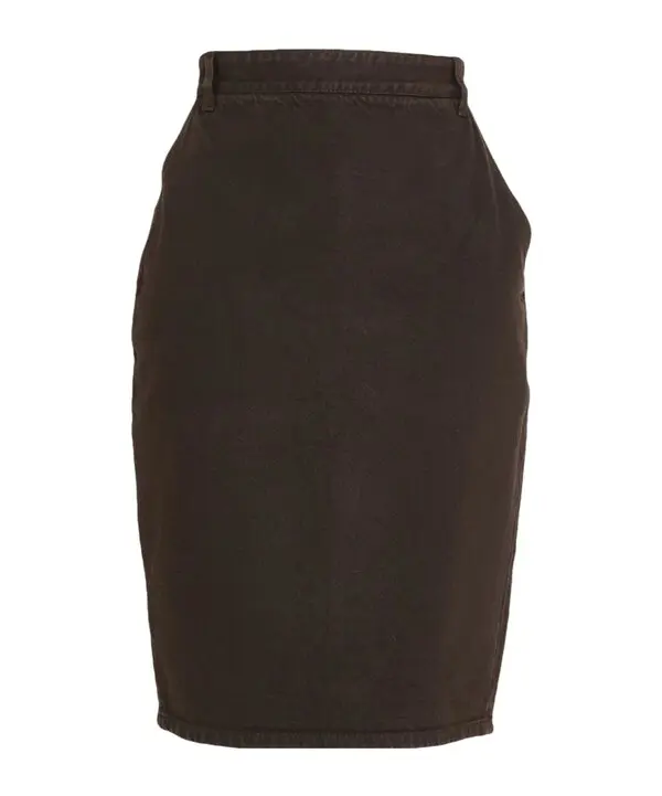 Saint Laurent Minimalist Denim Midi Skirt - Brown