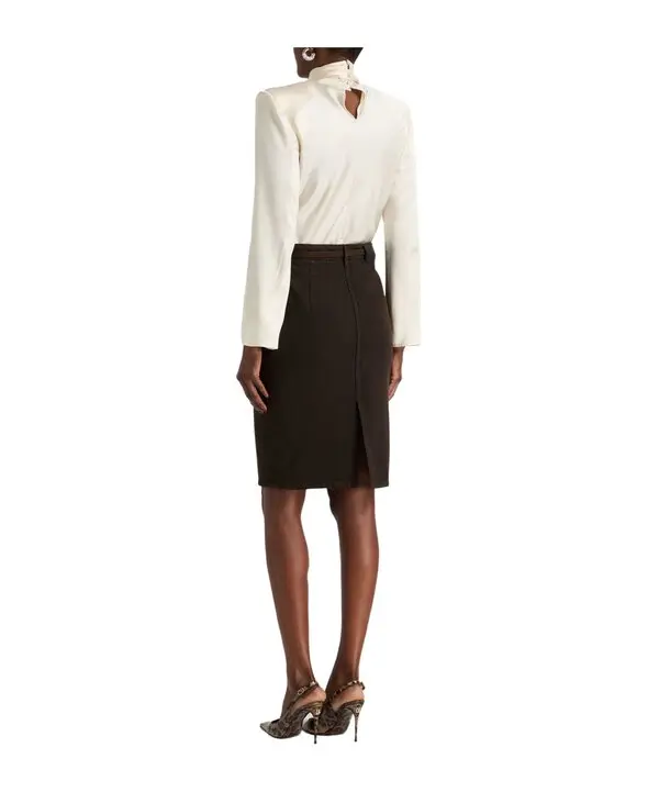 Saint Laurent Minimalist Denim Midi Skirt
