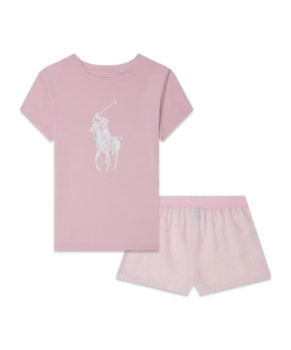 Polo Ralph Lauren Big Pony Logo T-shirt And Striped Shorts Set