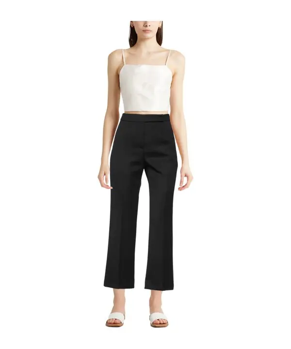 Tory Burch Belted Wool Wide-leg Cropped Pants