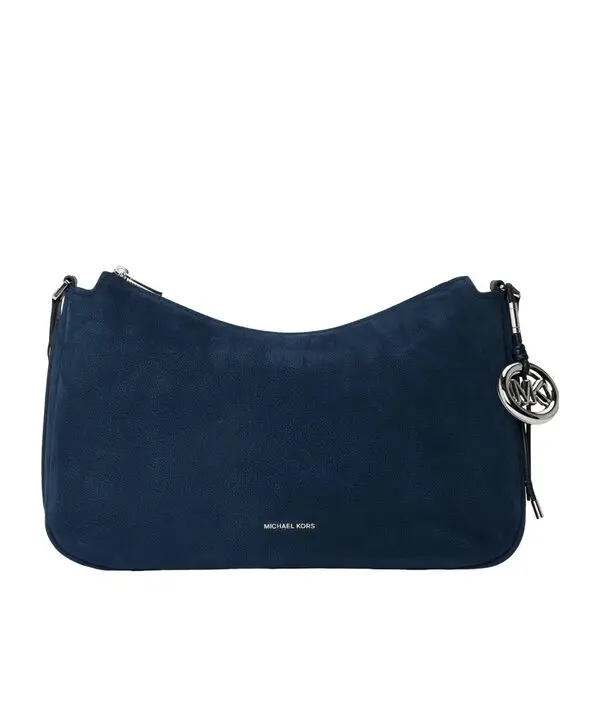 Michael Kors Curved Arc Hobo Shoulder Bag With Silver Tone Hardware - Blue