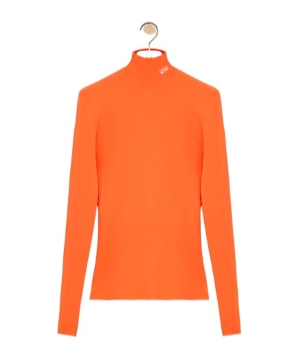 Loewe Ribbed Viscose Blend Turtleneck Top - Oranges
