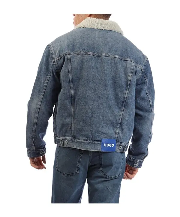 Hugo Boss Washed Denim Jacket With Sherpa Collar