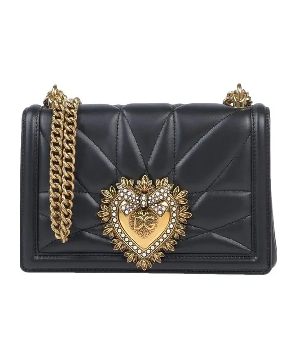 Dolce & Gabbana Embellished Logo Shoulder Bag - Black