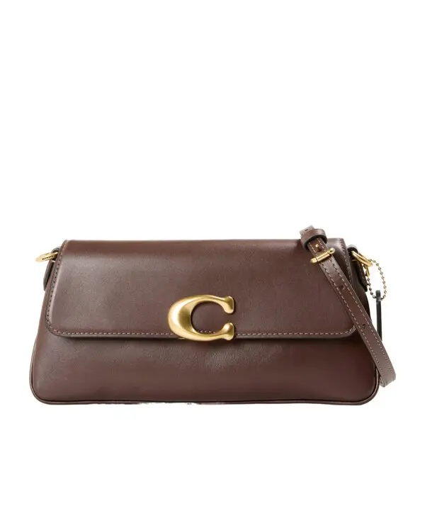 COACH Solid Color Shoulder Bag - Brown