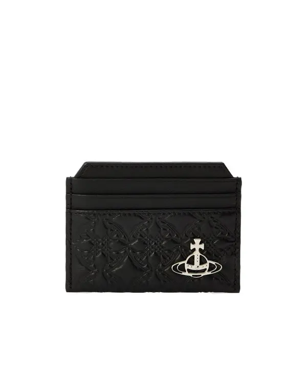 VIVIENNE WESTWOOD Solid Color Embossed Card Holder - Black