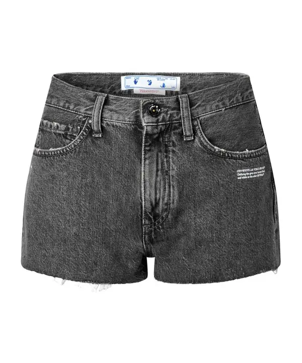 Off-White Acidwash Denim Shorts - Black
