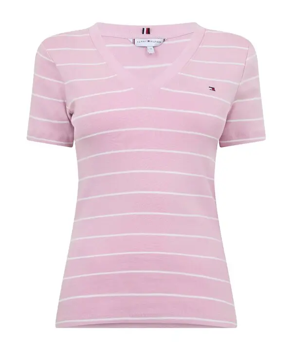 Tommy Hilfiger Pure Cotton Striped T-shirt - Pink
