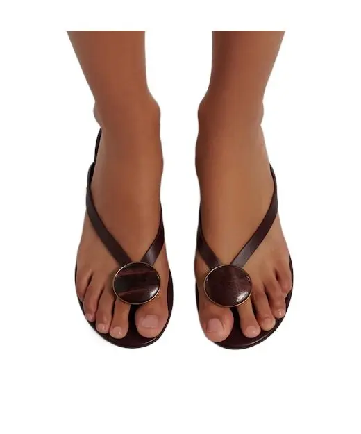 Christopher Esber Leather Wedge Thong Sandals - Black