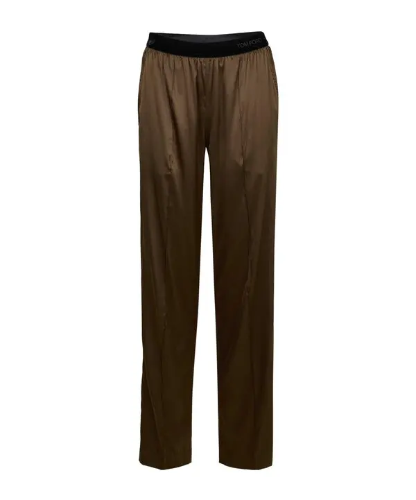 TOM FORD Silk Wide-leg Pants - Brown