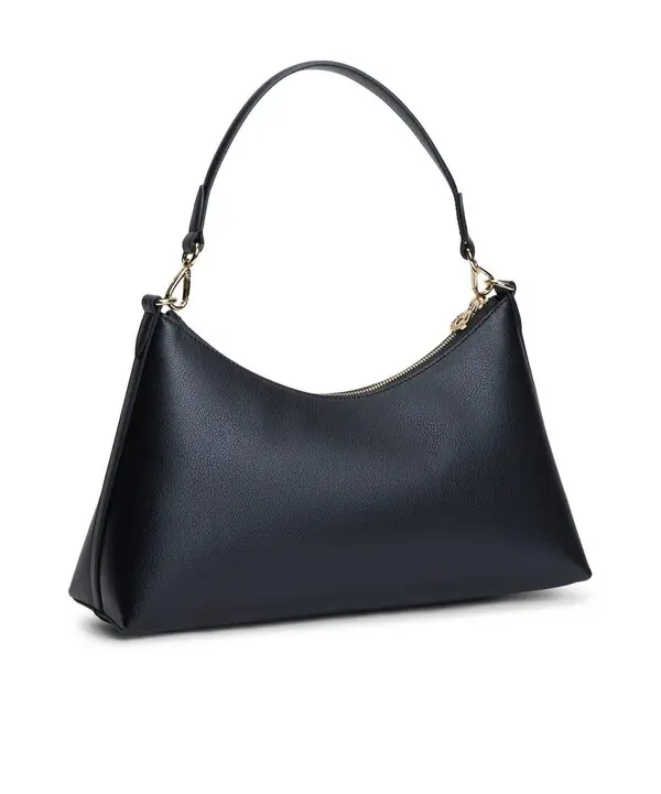 Tommy Hilfiger Leather Shoulder Bag With Gold Tone Logo - Black