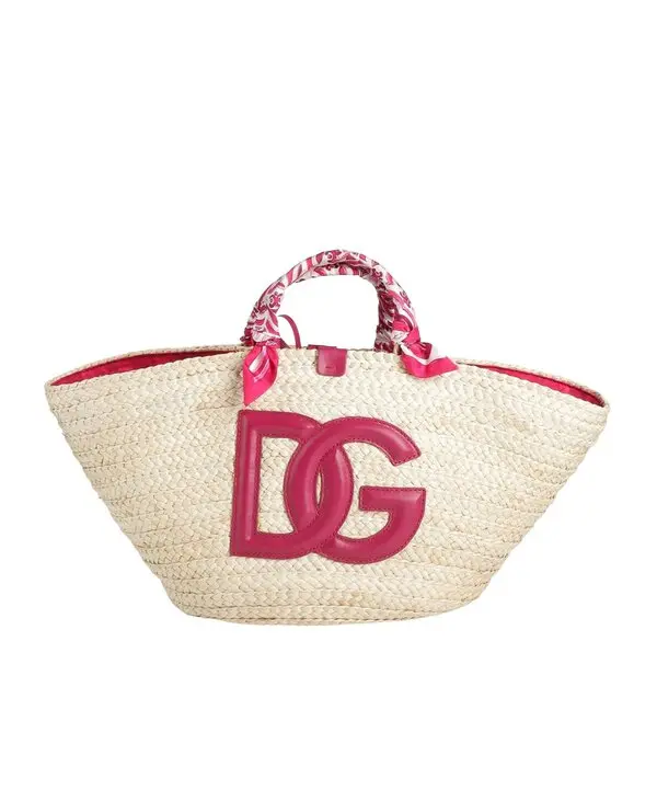 Dolce & Gabbana Large Woven Straw Tote Bag - Beige