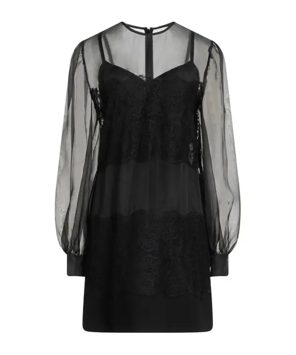 Dolce & Gabbana Chiffon Lace Long-sleeve Dress