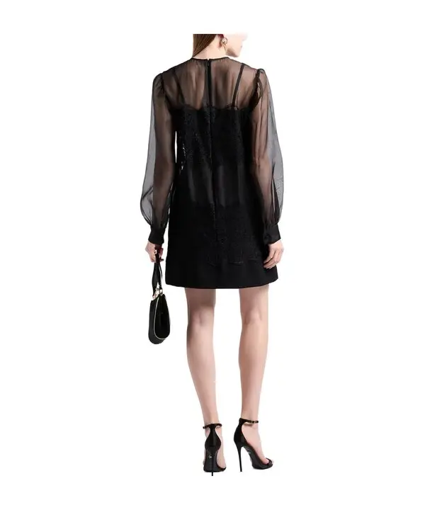 Dolce & Gabbana Chiffon Lace Long-sleeve Dress