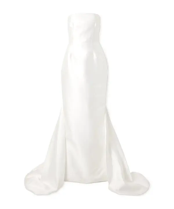 Solace Strapless Pleated Twill Gown - White