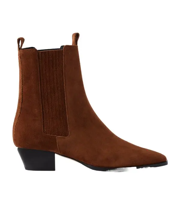 AeydĒ Solid Color Suede Ankle Boots - Brown