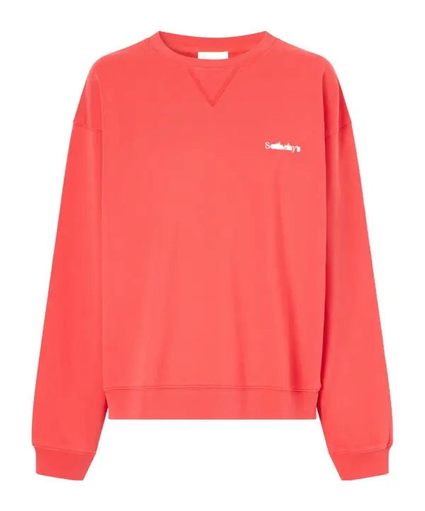 FRAME Logo Embroidered Cotton-jersey Sweatshirt - Orange