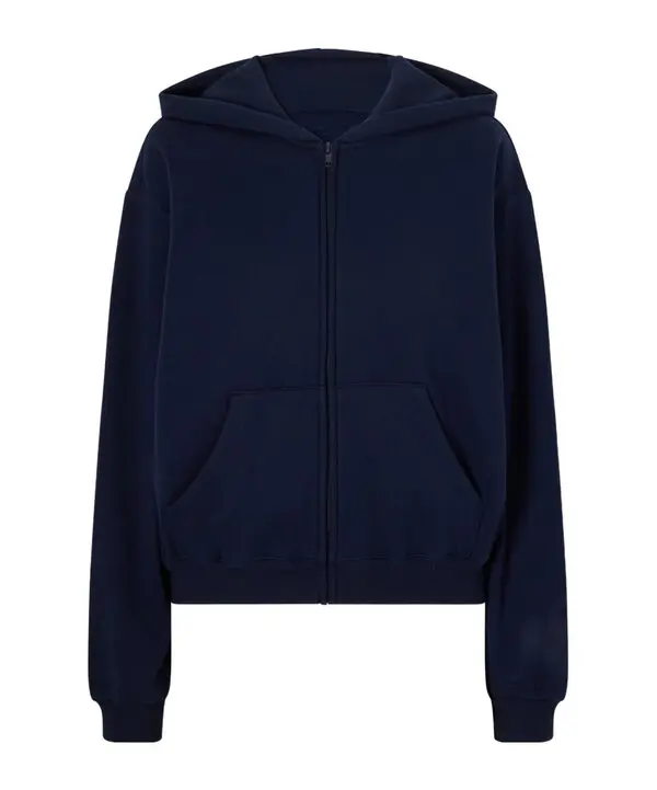 SKIMS Hooded Cotton-fleece Zip-up Sweatshirt - Black