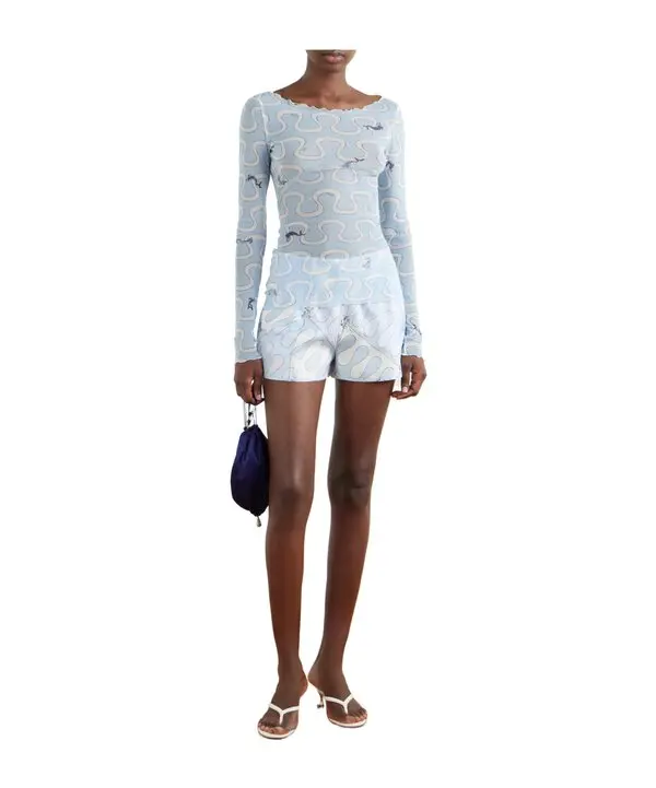 Emilio Pucci Printed Sheer Tulle Top
