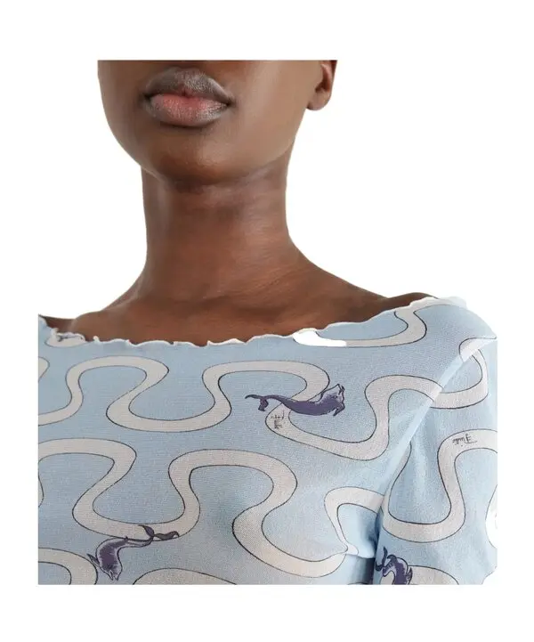 Emilio Pucci Printed Sheer Tulle Top