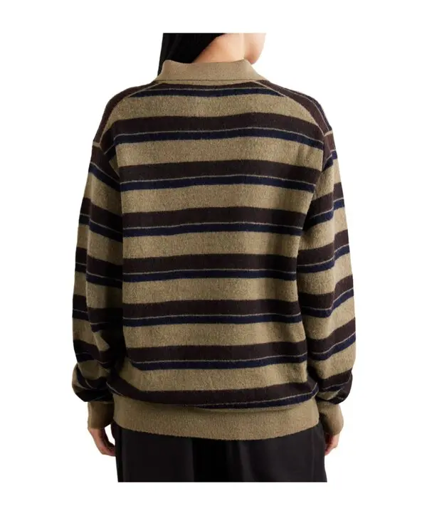 SSSTEIN Striped Brushed Knitted Polo Sweater