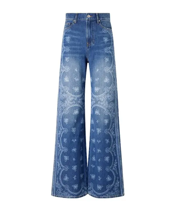 Veronica Beard High-rise Wide-leg Printed Jeans