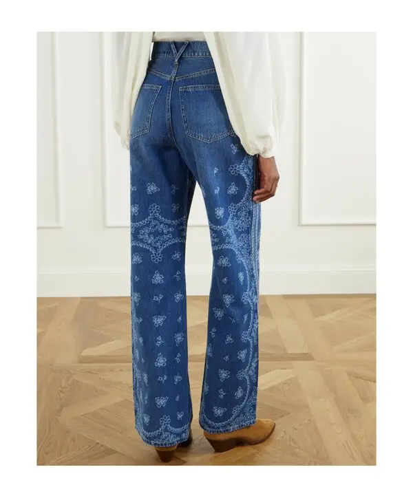 Veronica Beard High-rise Wide-leg Printed Jeans