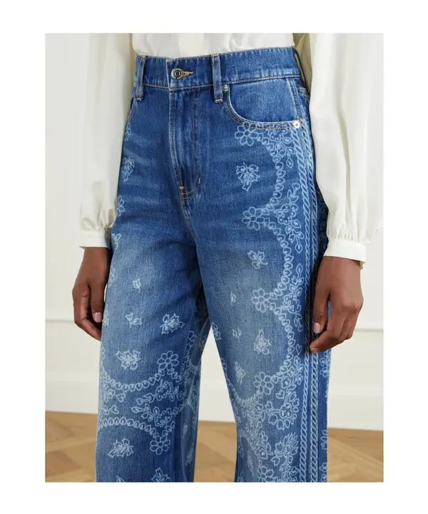 Veronica Beard High-rise Wide-leg Printed Jeans