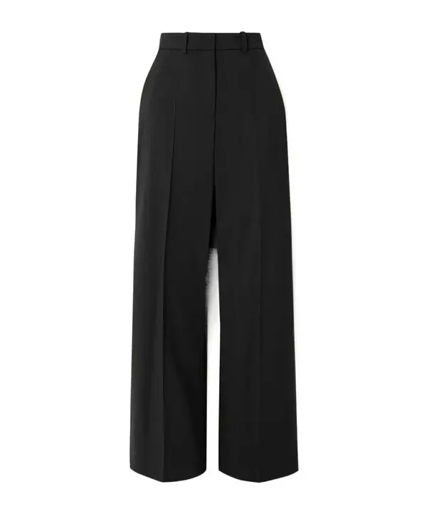 JOSEPH Pleated Stretch-wool Twill Straight-leg Pants - Black