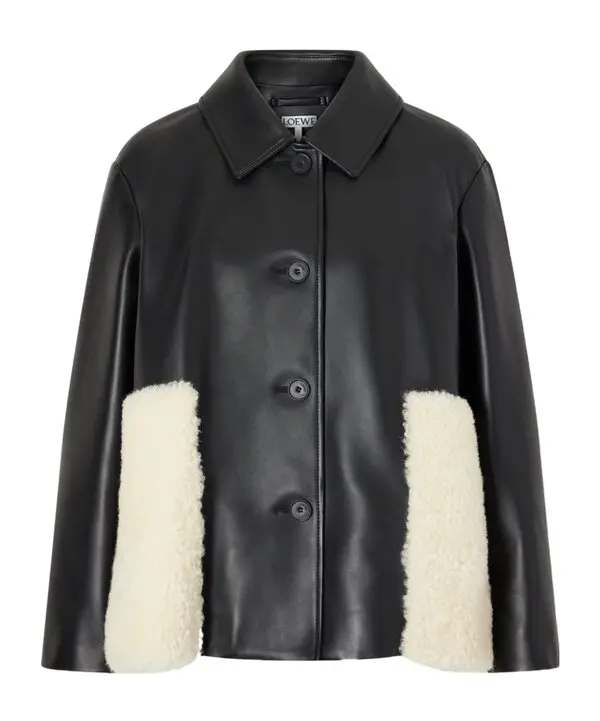 Loewe Nappa Lambskin Jacket With Shearling Trims - Black