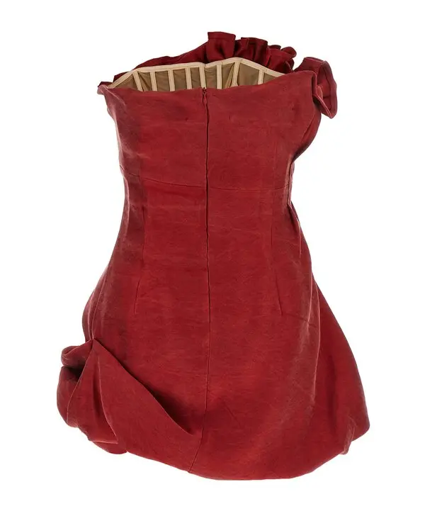 Magda Butrym Asymmetric Pleated Silk Bubble Mini Dress