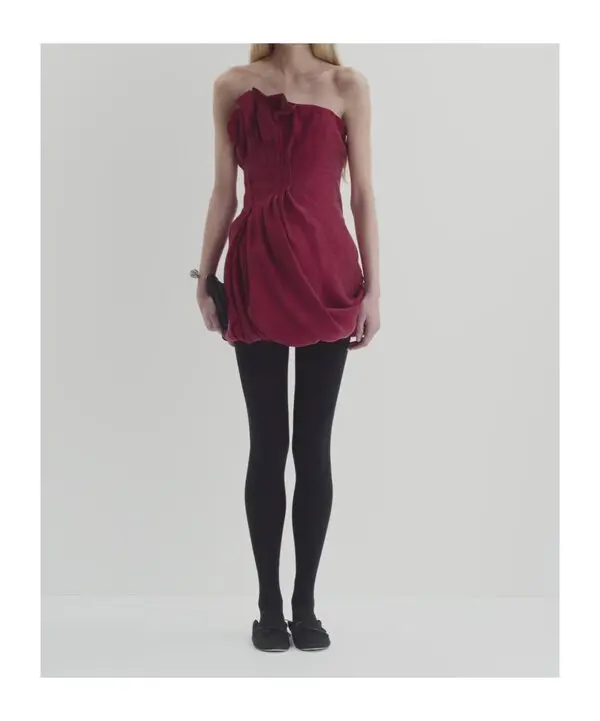 Magda Butrym Asymmetric Pleated Silk Bubble Mini Dress