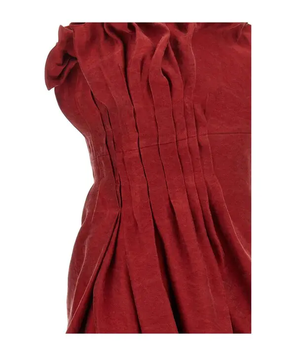 Magda Butrym Asymmetric Pleated Silk Bubble Mini Dress