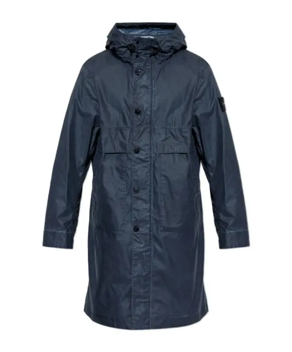 Stone Island Long-sleeved Hooded Coat - Blue
